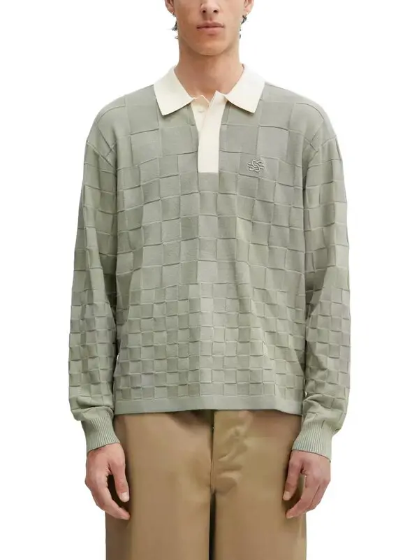 Filling Pieces Rugbycheckerboard-knit Long-sleeve Sweatshirt - Grey