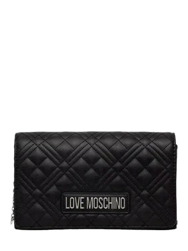 Moschino Logo-lettering Quilted Crossbody Bag - Black