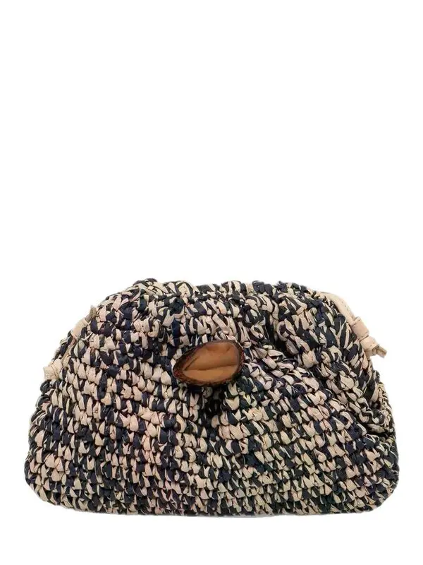 SESSUN Woven Design Clutch Bag With Ruched Detailing - Black