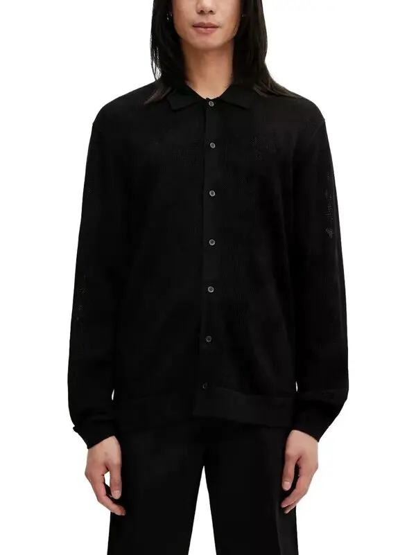 Filling Pieces Logo-jacquard Mesh Cardigan - Black