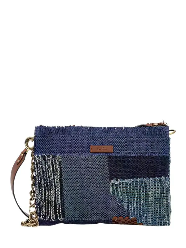SESSUN Farawa Patchwork Fringed Shoulder Bag - Blue