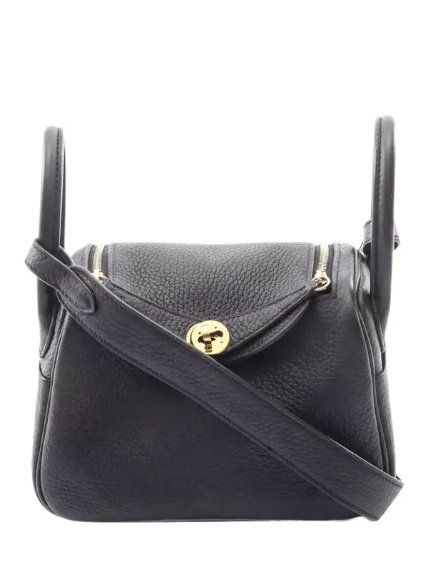 Hermès Mini Lindy Shoulder Bag In Calf Leather - Black
