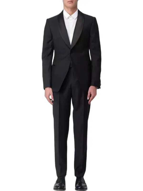 Emporio Armani Shawl-lapel Virgin-wool Suit - Black