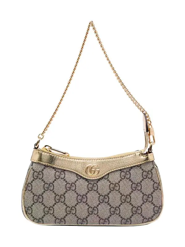 Gucci Gg Supreme Ophidia Shoulder Bag - Neutrals