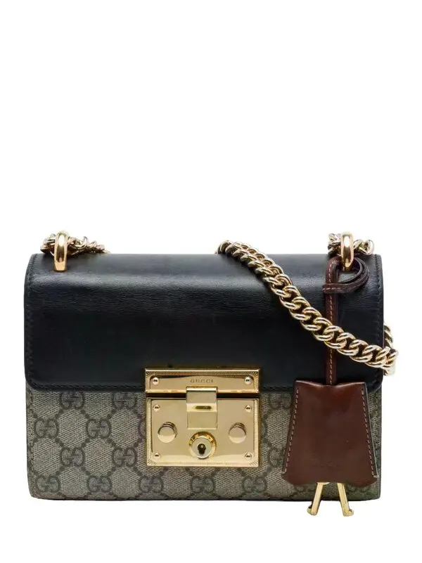Gucci Small Gg Supreme Padlock Crossbody Bag - Neutrals