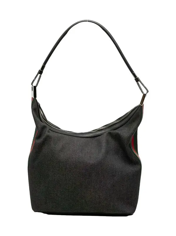 Gucci Denim Web Shoulder Bag - Grey