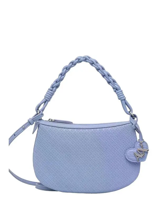 Armani Exchange Monogram-embossed Braided-handle Shoulder Bag - Blue