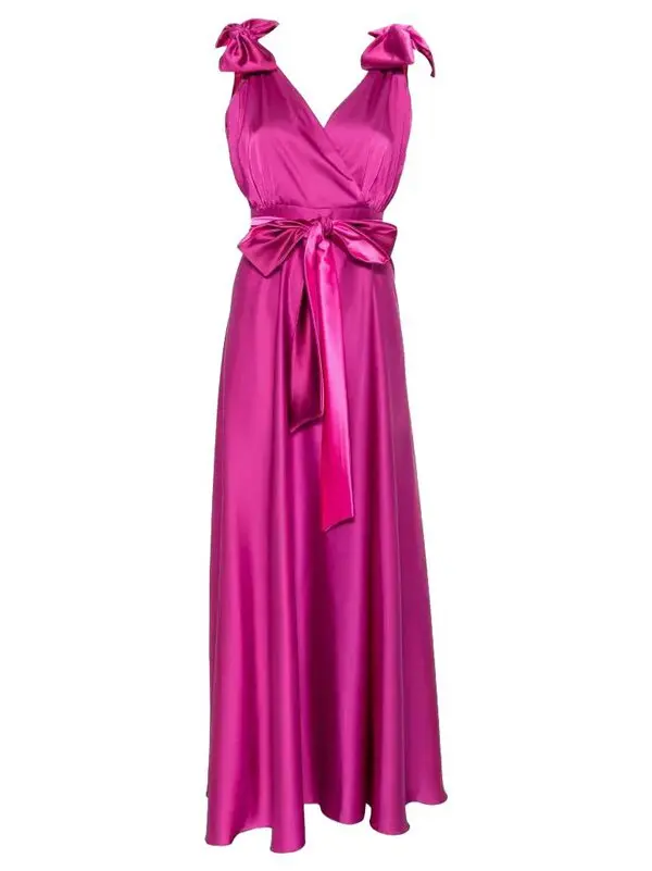 LE RJTANGE V-neck Bow Detail Maxi Dress - Pink