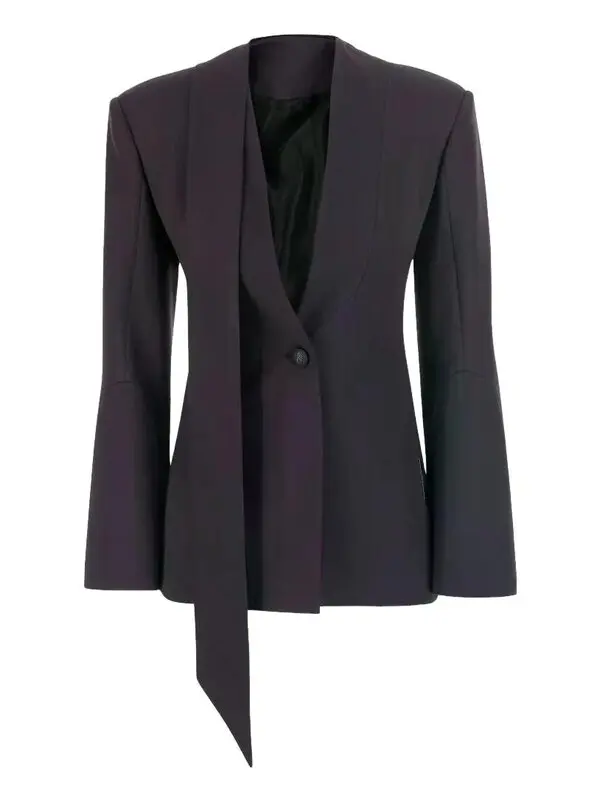 Attico Single-breasted Blazer With Scarf Detail - Brown