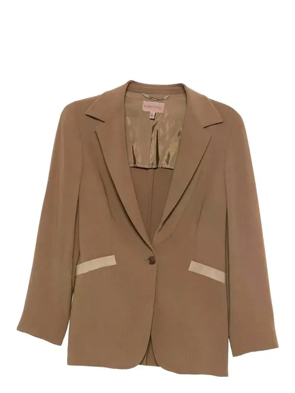 ROMEO GIGLI Tobacco Grosgrain Trim Single-breasted Jacket - Brown