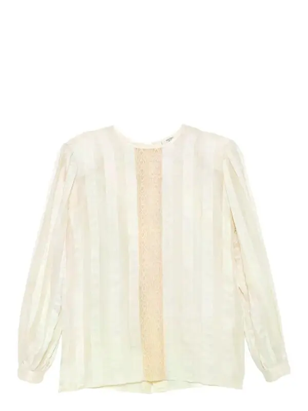 Valentino Garavani 1980s Striped Lace Blouse - Neutrals