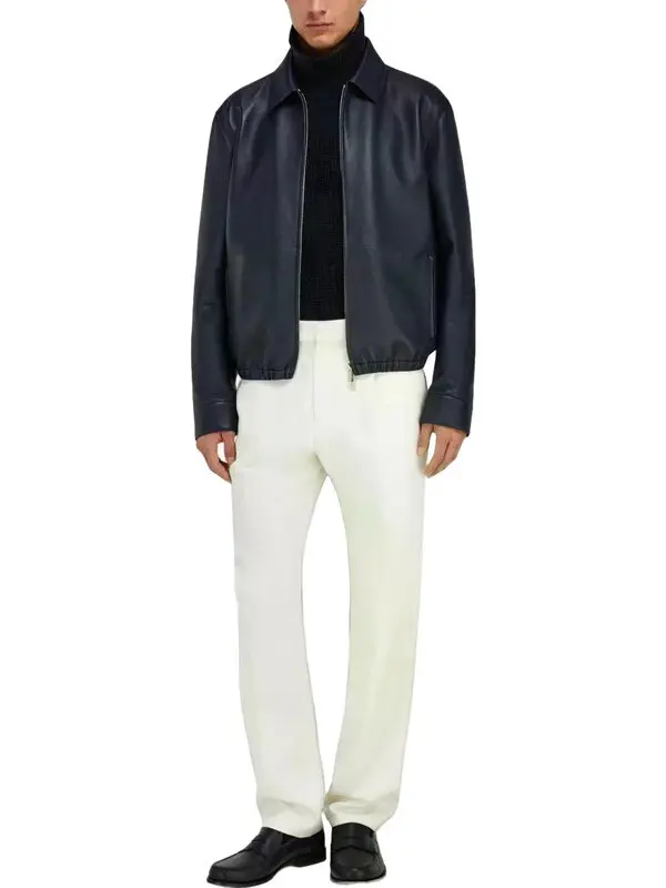 FERRAGAMO Deerskin Blouson Jacket - Blue