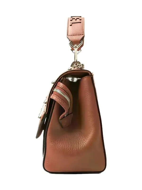 LANCEL Studded Grained-leather Tote Bag - Brown