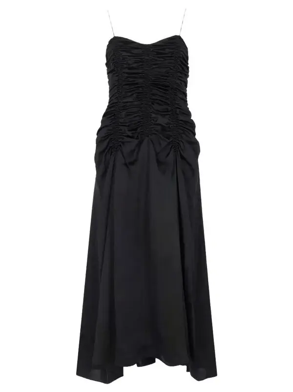 Khaite Maxi Raina Ruched Silk Dress - Black