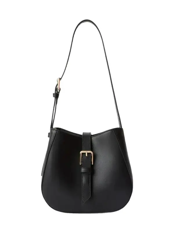 Furla Leather Bucket Bag With Buckle Detail - Black