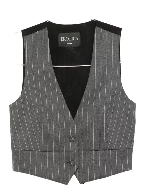 DONDUP Pinstripe Cropped Waistcoat - Grey