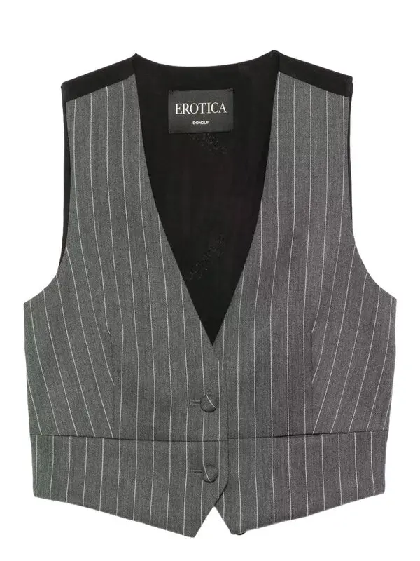 DONDUP Pinstripe Cropped Waistcoat - Grey
