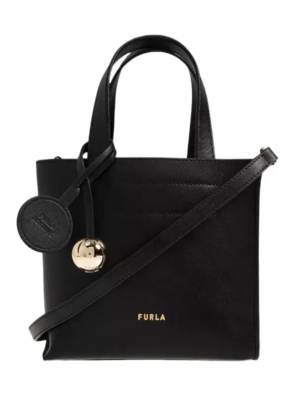 Furla Mini Logo-lettering Leather Tote Bag - Black