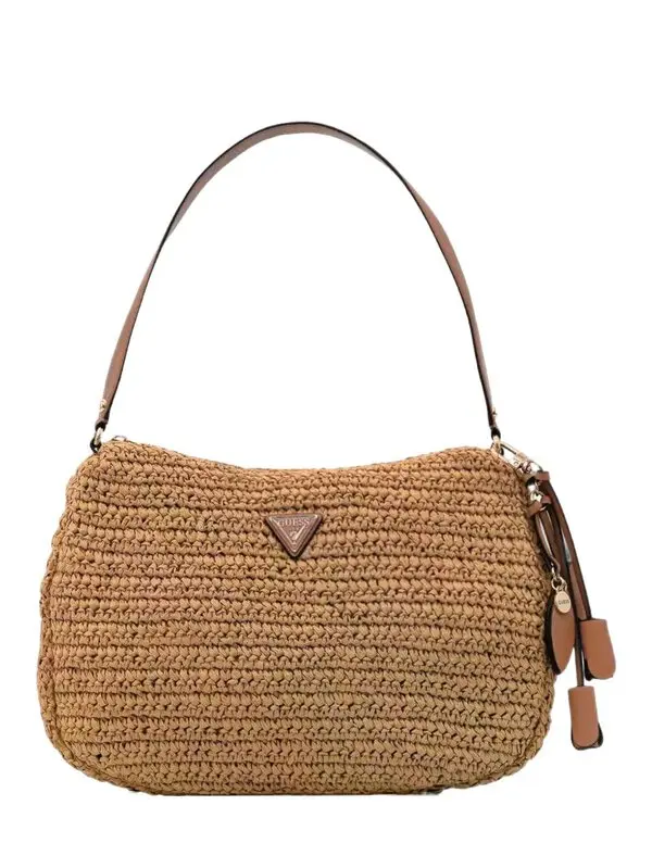 Guess Ofelia Woven Logo-plaque Shoulder Bag - Neutrals