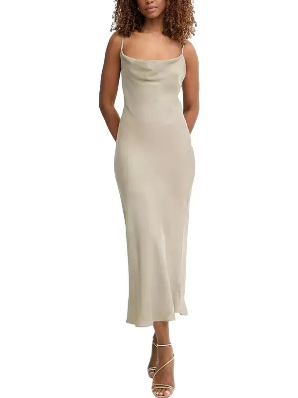 Guess Satin Finish Midi Dress - Neutrals