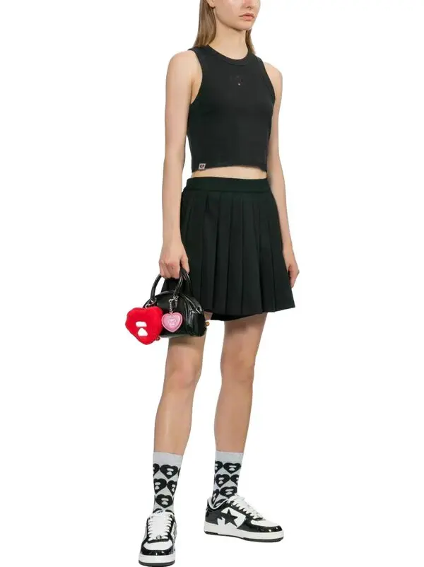 AAPE BY *A BATHING APE Ribbed Knit Heart Logo Tank Top - Black