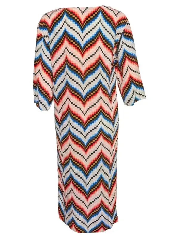 Kenzo Chevron Print Midi Dress - Red