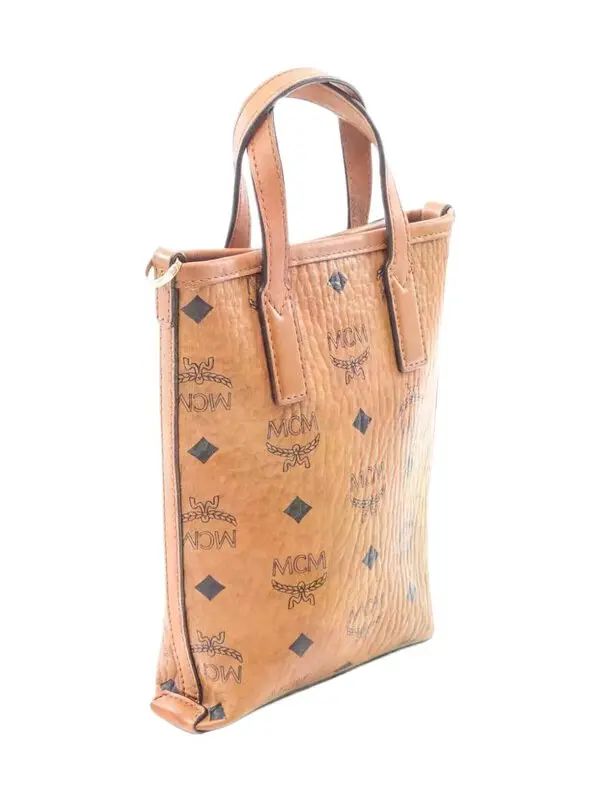 Mcm Monogram Leather Tote Bag - Neutrals