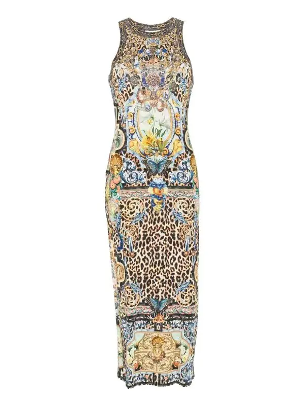 Camilla Embellished Leopard Print Maxi Dress - Neutrals
