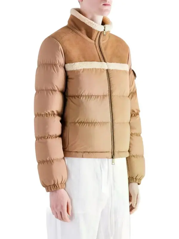 Moncler Aurore Shearling-trim Panelled Jacket - Neutrals