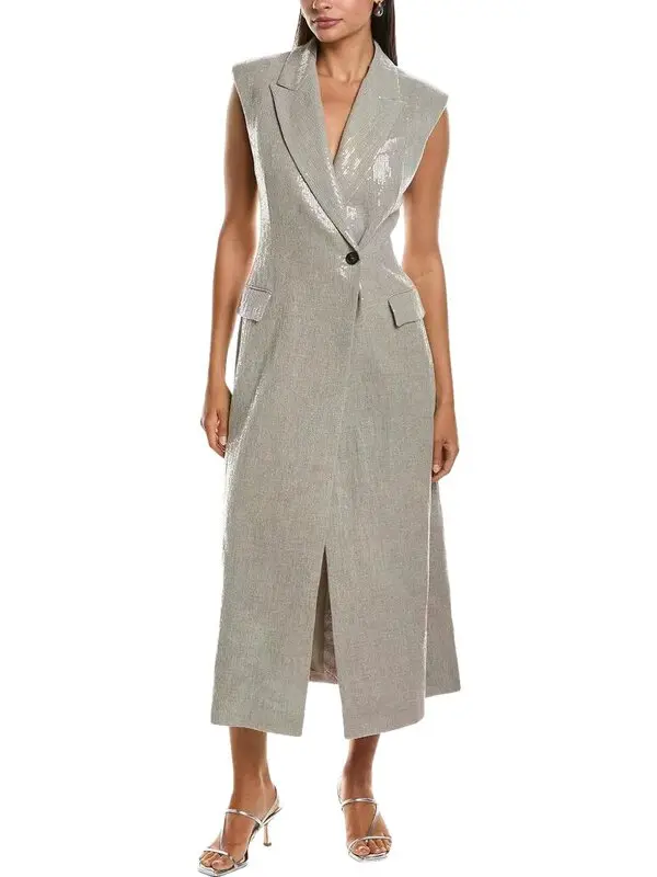 Brunello Cucinelli Sequin-embellished Tailored Dress - Grey