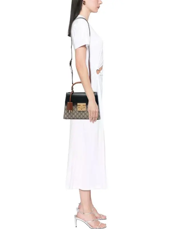 Gucci Gg Supreme Padlock Satchel - Neutrals