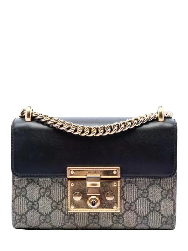 Gucci Small Gg Supreme Padlock Crossbody Bag - Black