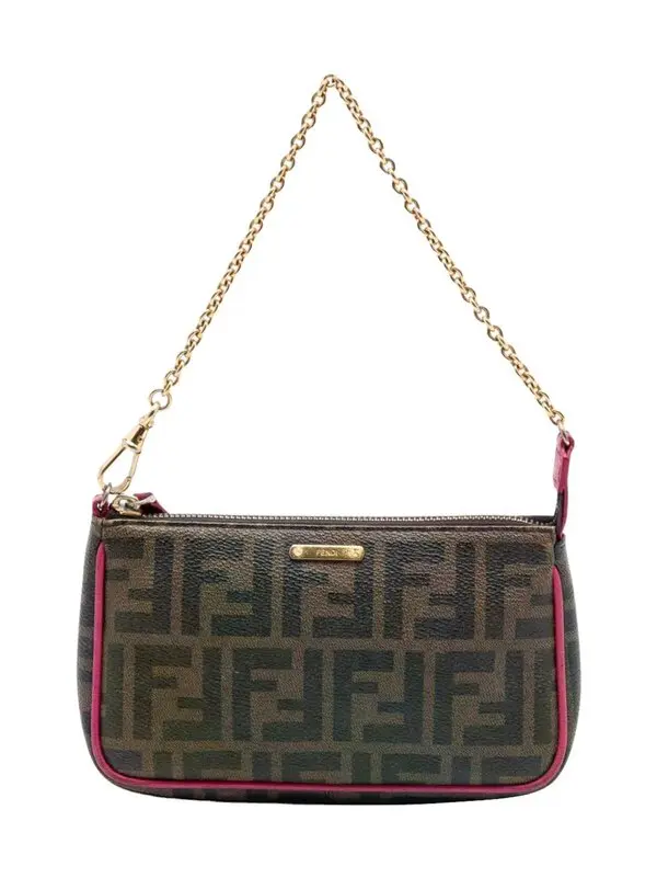 Fendi Zucca Spalmati Chain Pochette Shoulder Bag - Brown