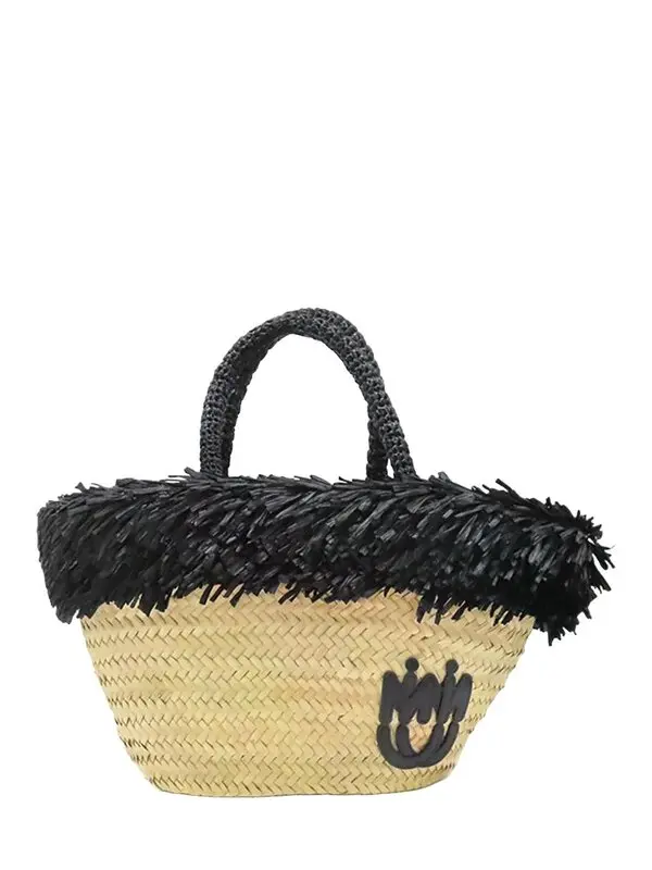 Miu Miu Raffia Basket Tote Bag - Black