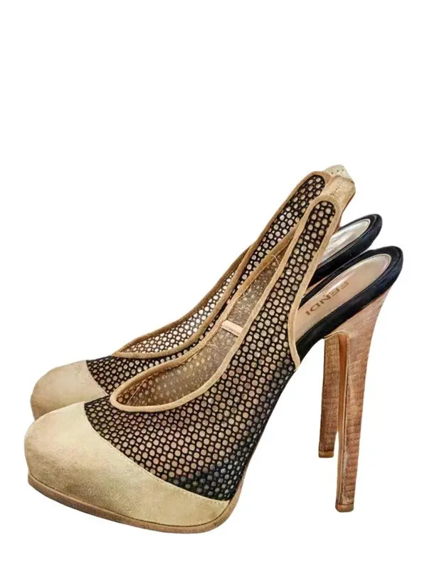 Fendi Mesh Slingback Sandals - Neutrals