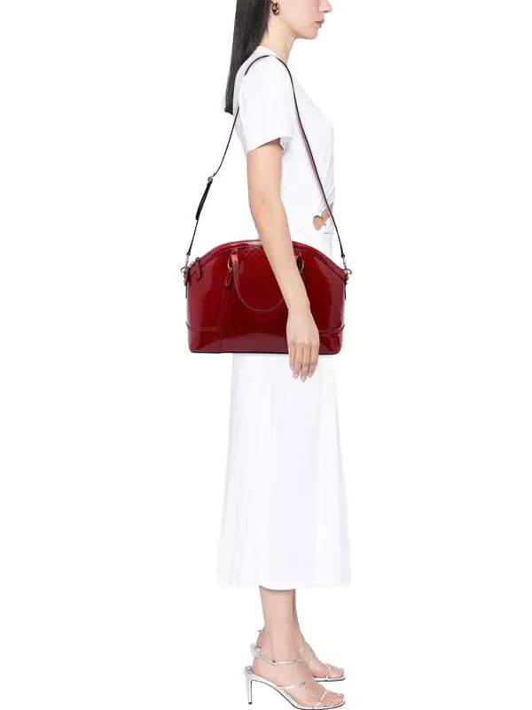 Gucci Patent Leather Dome Satchel - Red
