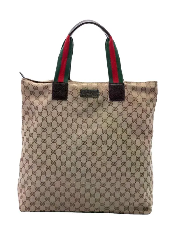 Gucci Gg Canvas Web Vertical Tote Bag - Neutrals