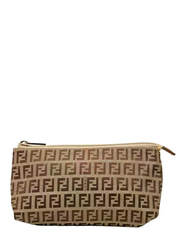 Fendi Zucchino Canvas Pouch - Brown