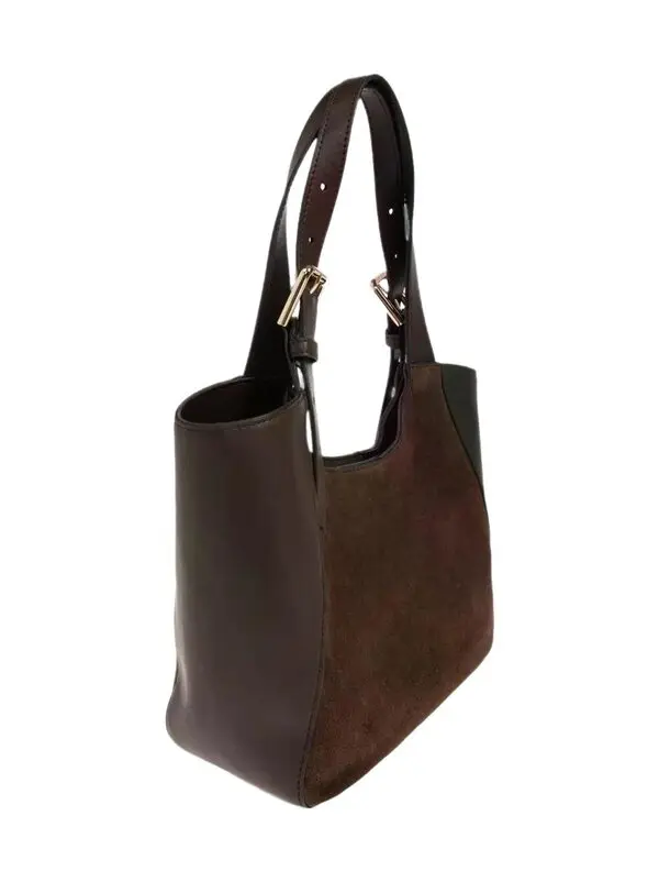 Furla Leather Shoulder Bag With Suede Panels - Brown