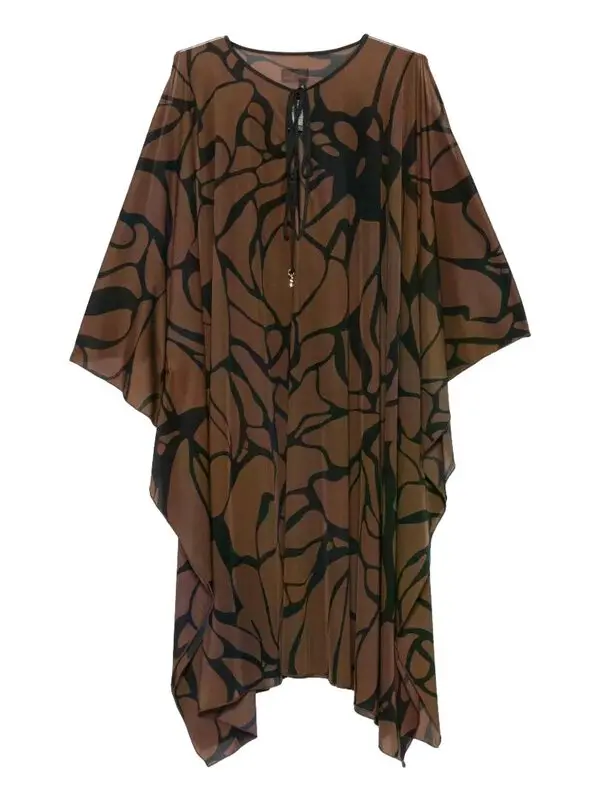 FISICO Cold-shoulder Abstract Print Mini Dress - Brown