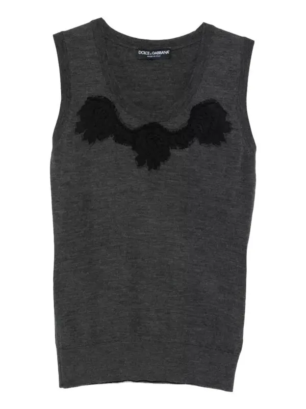 Dolce & Gabbana 1990s Lace Detail Tank Top - Grey