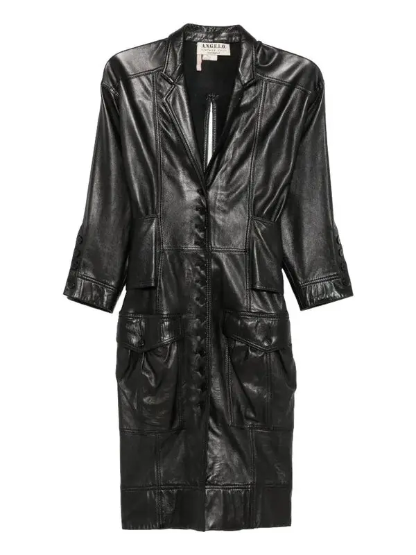 A.N.G.E.L.O. VINTAGE CULT 1980s Leather Button-down Coat - Black