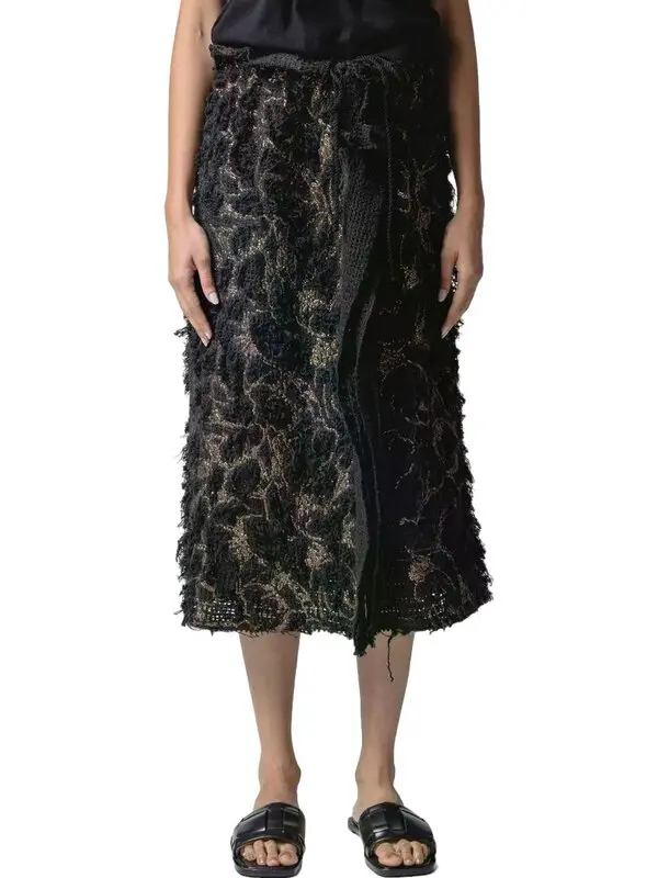 MULLER OF YOSHIOKUBO Filigree Fringed Midi Skirt - Black