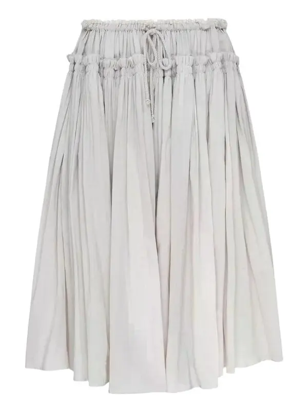 GLOWNY Lace-trim Gathered Midi Skirt - Grey