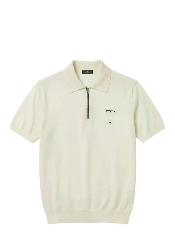 TOMBOLINI Quarter-zip Logo-embroidered Polo Shirt - Neutrals