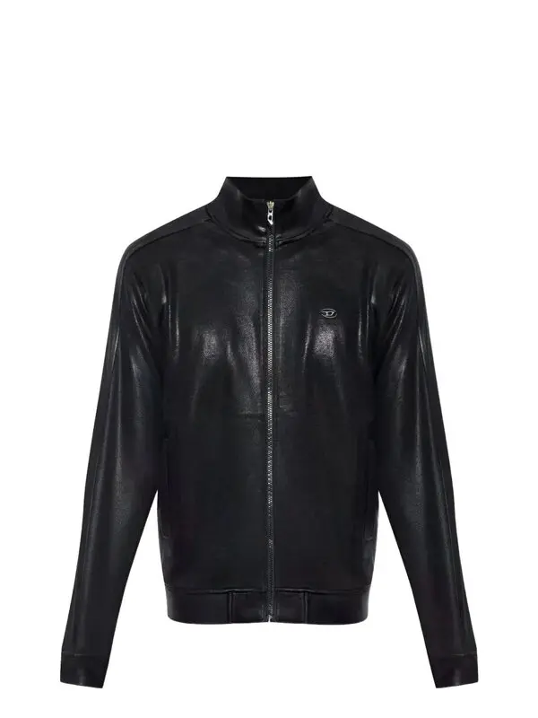DIESEL® Glossy Zip-up Sweater - Black