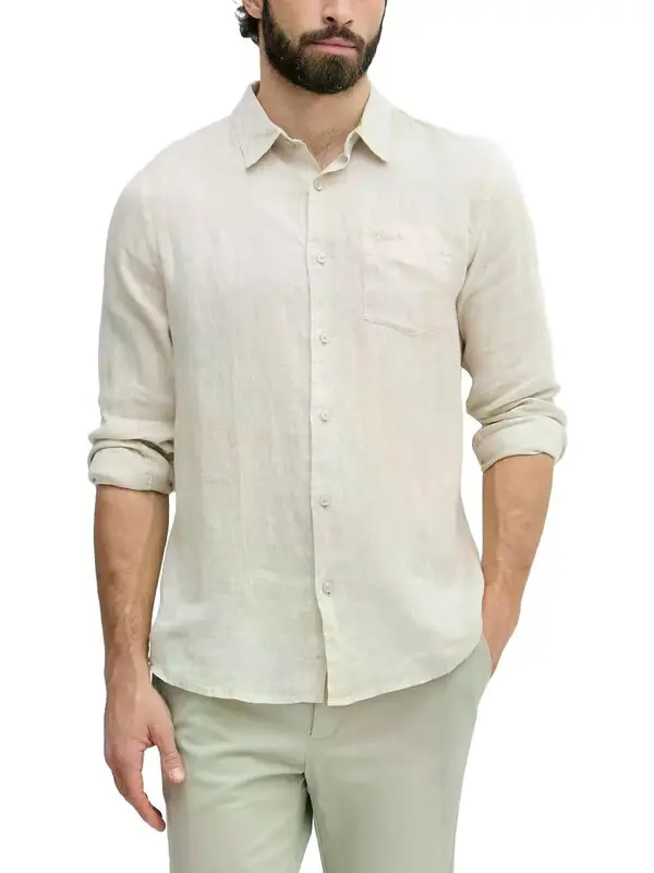 Guess Logo-embroidered Chest-pocket Shirt - Grey