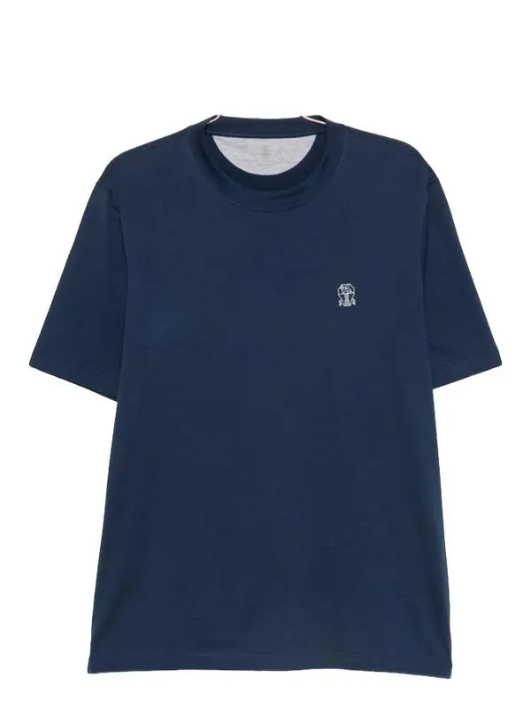 Brunello Cucinelli Logo-embroidered Crew-neck T-shirt - Blue