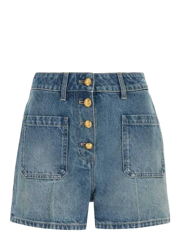 Valentino Garavani Button Detailed Denim Shorts - Blue