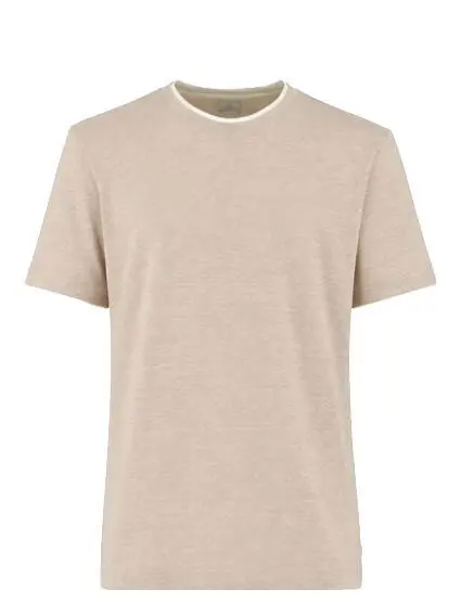 Eleventy Contrast Trim Short Sleeve T-shirt - Nude